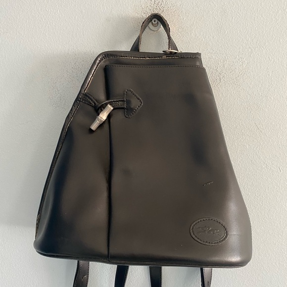 Longchamp | Bags | Longchamp Vintage Black Leather Backpack | Poshmark